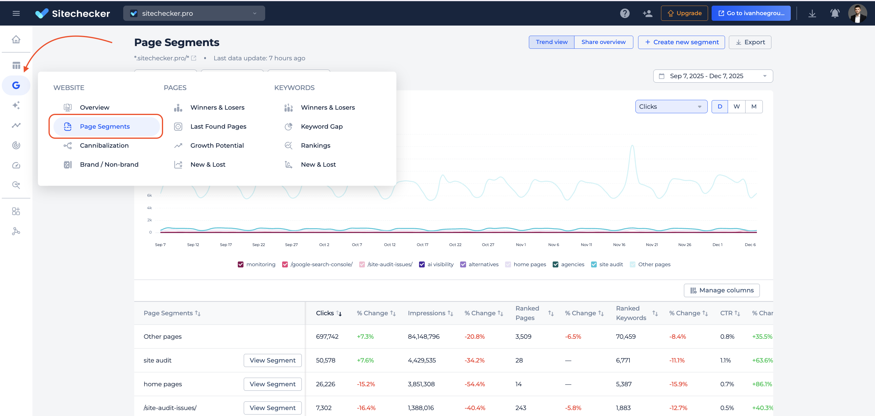 How to use Page Segments report - Sitechecker Help Center