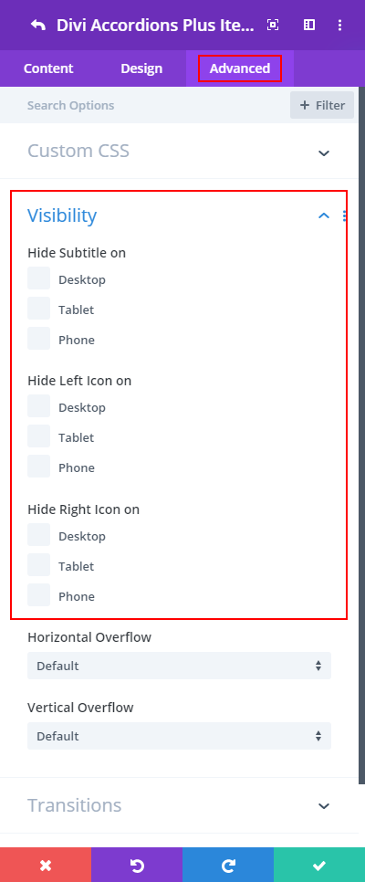 Accordion item header elements visibility - Divicio.us Knowledge Base