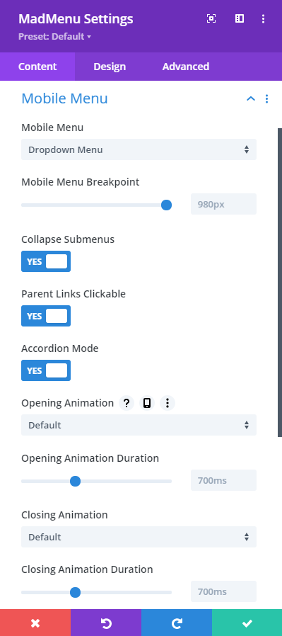Mobile Menu Settings - Divicio.us Knowledge Base