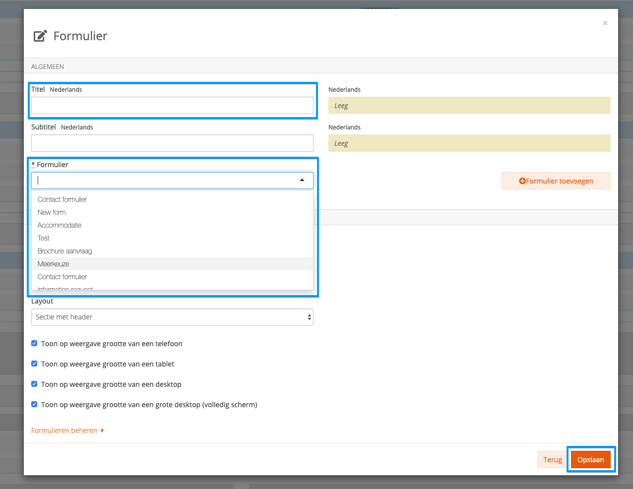 Formulieren - Formulier plaatsen - Knowledge base 🇳🇱
