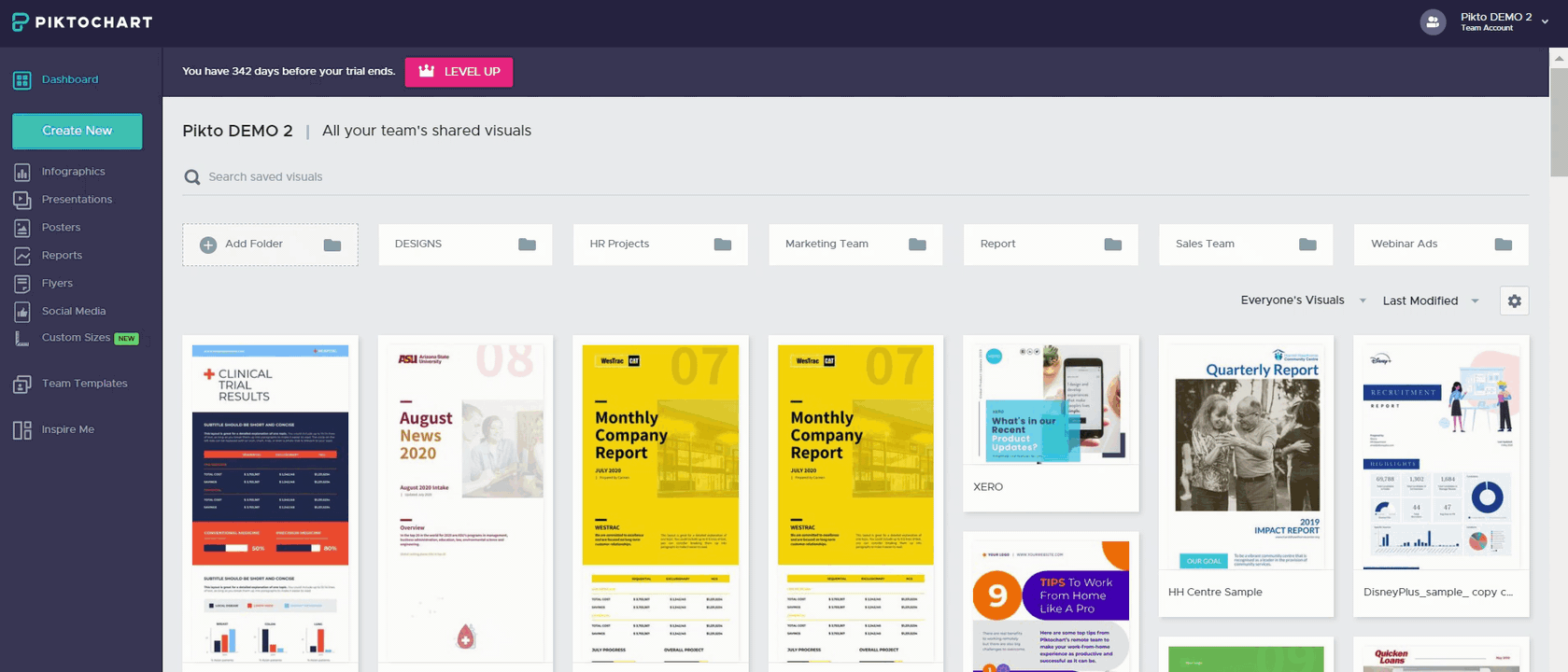 Organizing visuals in the Team's Dashboard - Piktochart Knowledge Base