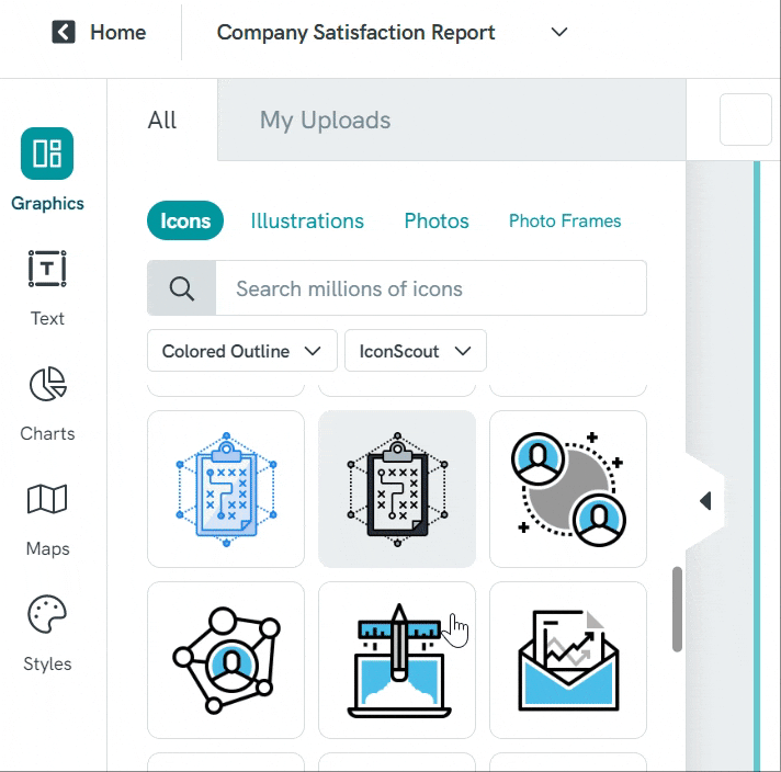 Adding Icons, Illustrations and Lines - Piktochart Knowledge Base