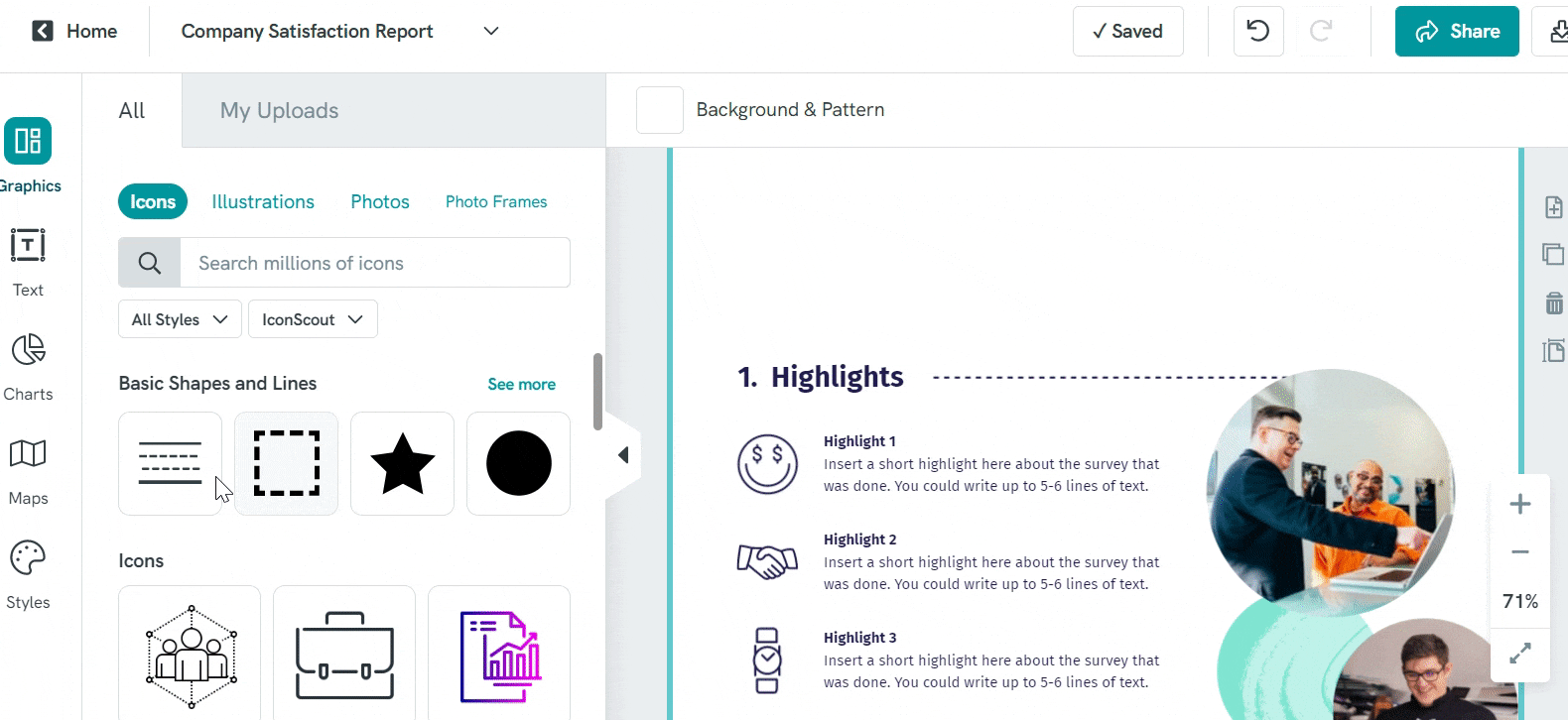Adding Icons, Illustrations and Lines - Piktochart Knowledge Base