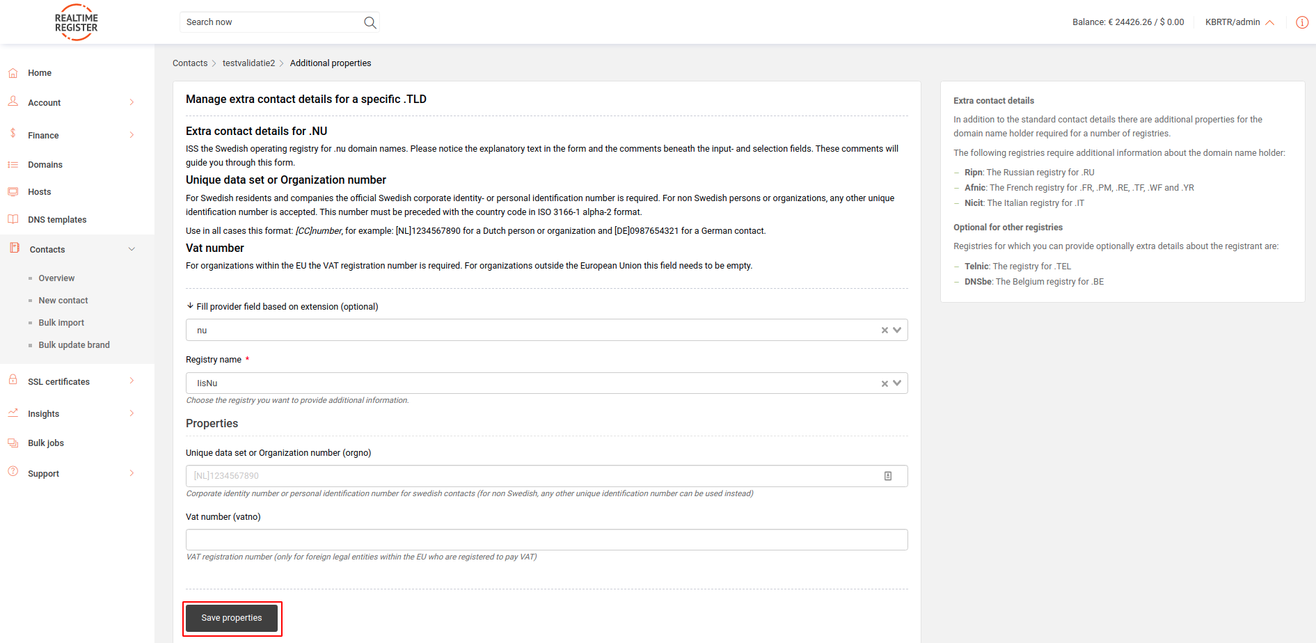 .NU - Realtime Register Knowledge Base