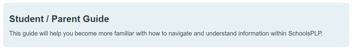 Student / Parent Guide - SchoolsPLP Knowledge Base