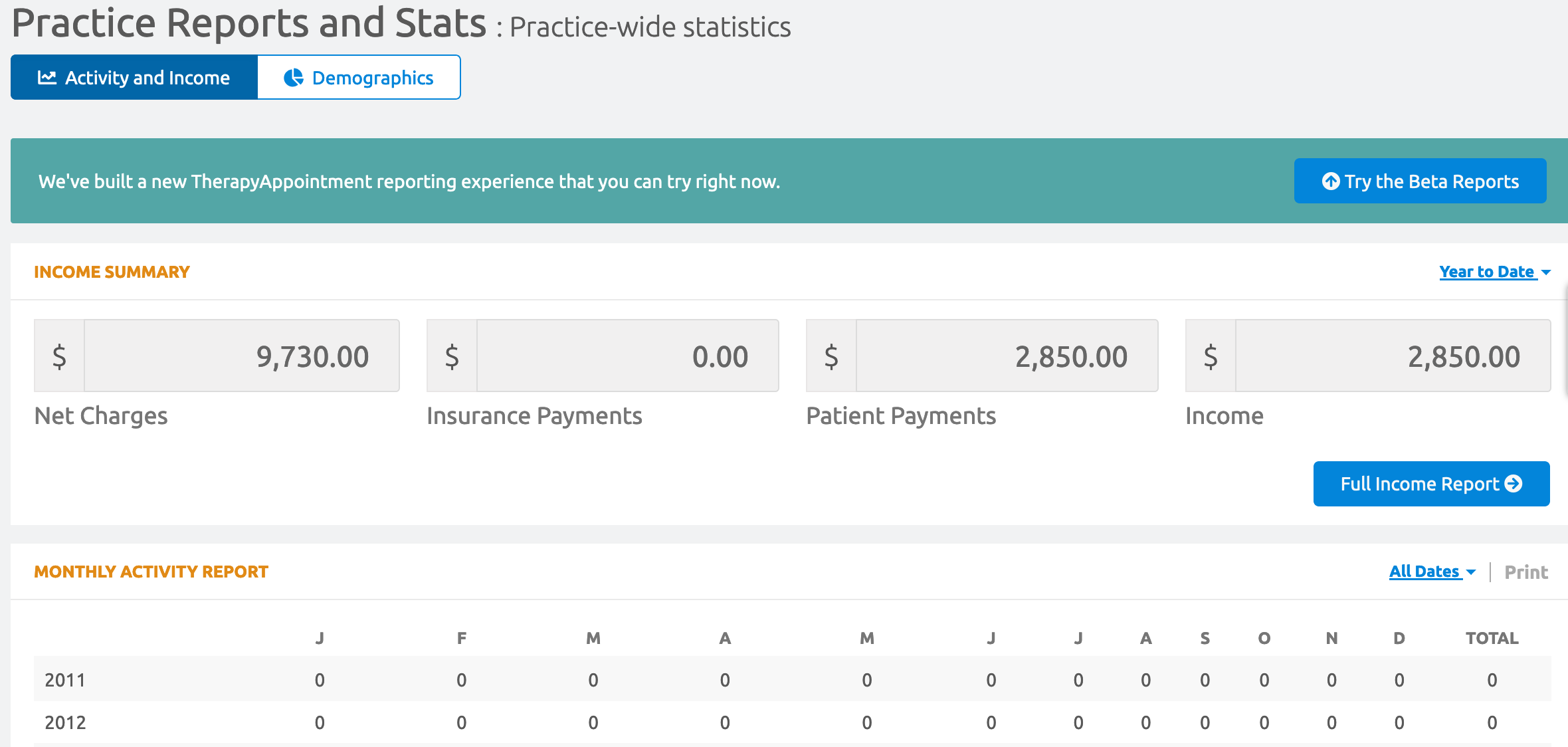 Reporting Function - TherapyAppointment Support Center