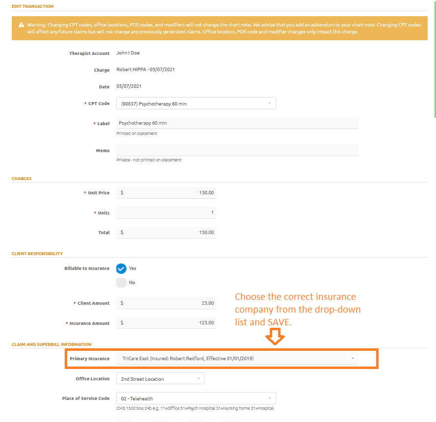 Changing Insurance Policies for Clients - TherapyAppointment Support Center