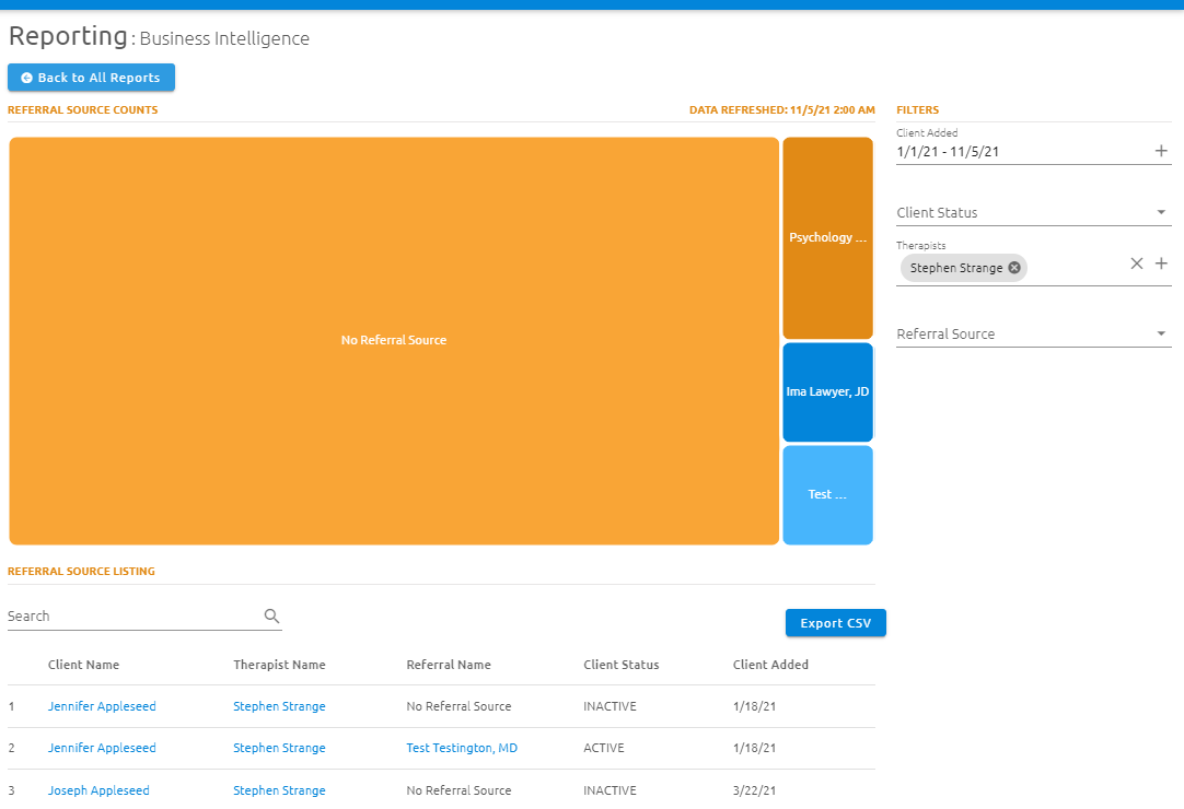 Client Referral Source and Reports - TherapyAppointment Support Center