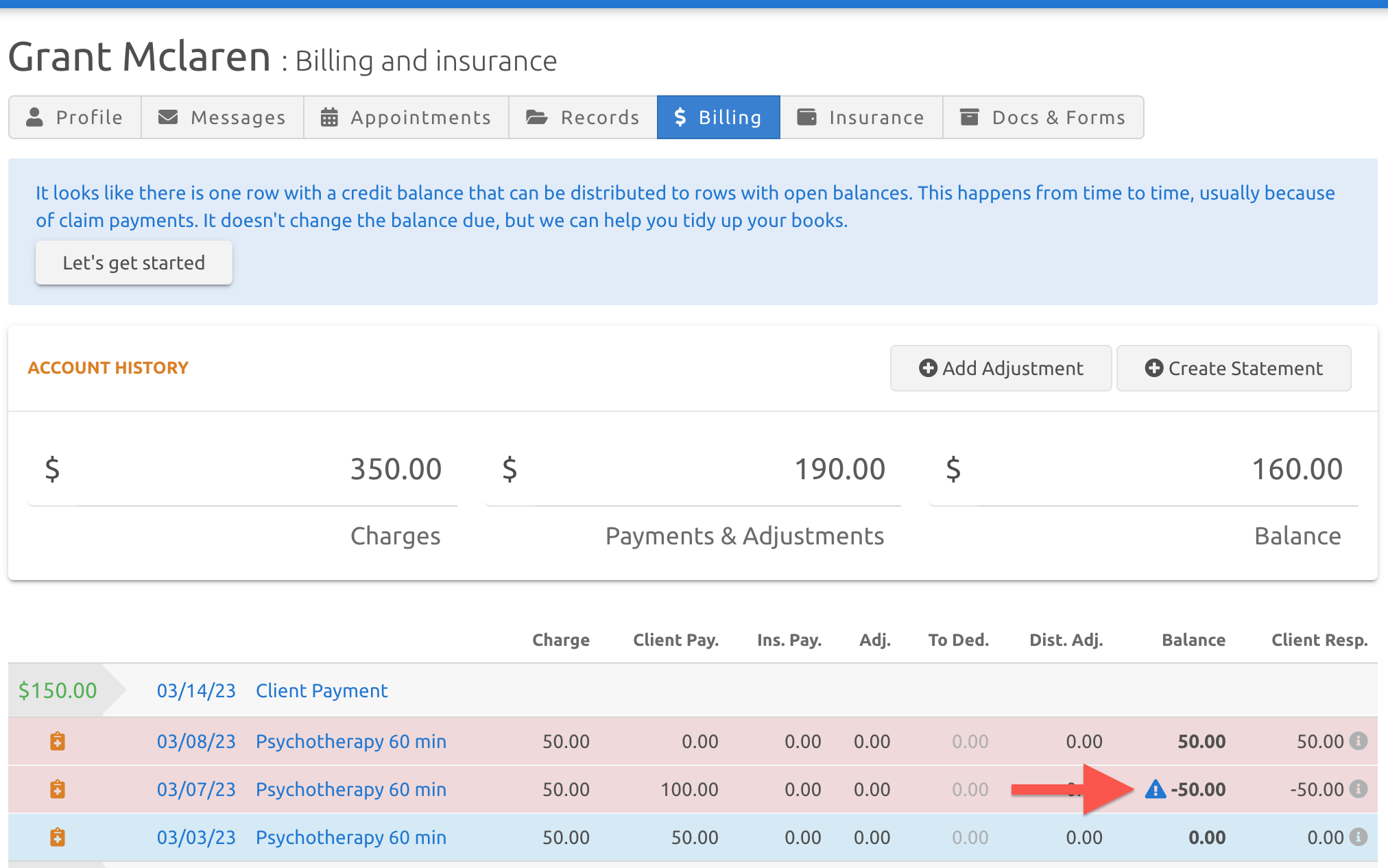 Applying a Client Credit - TherapyAppointment Support Center