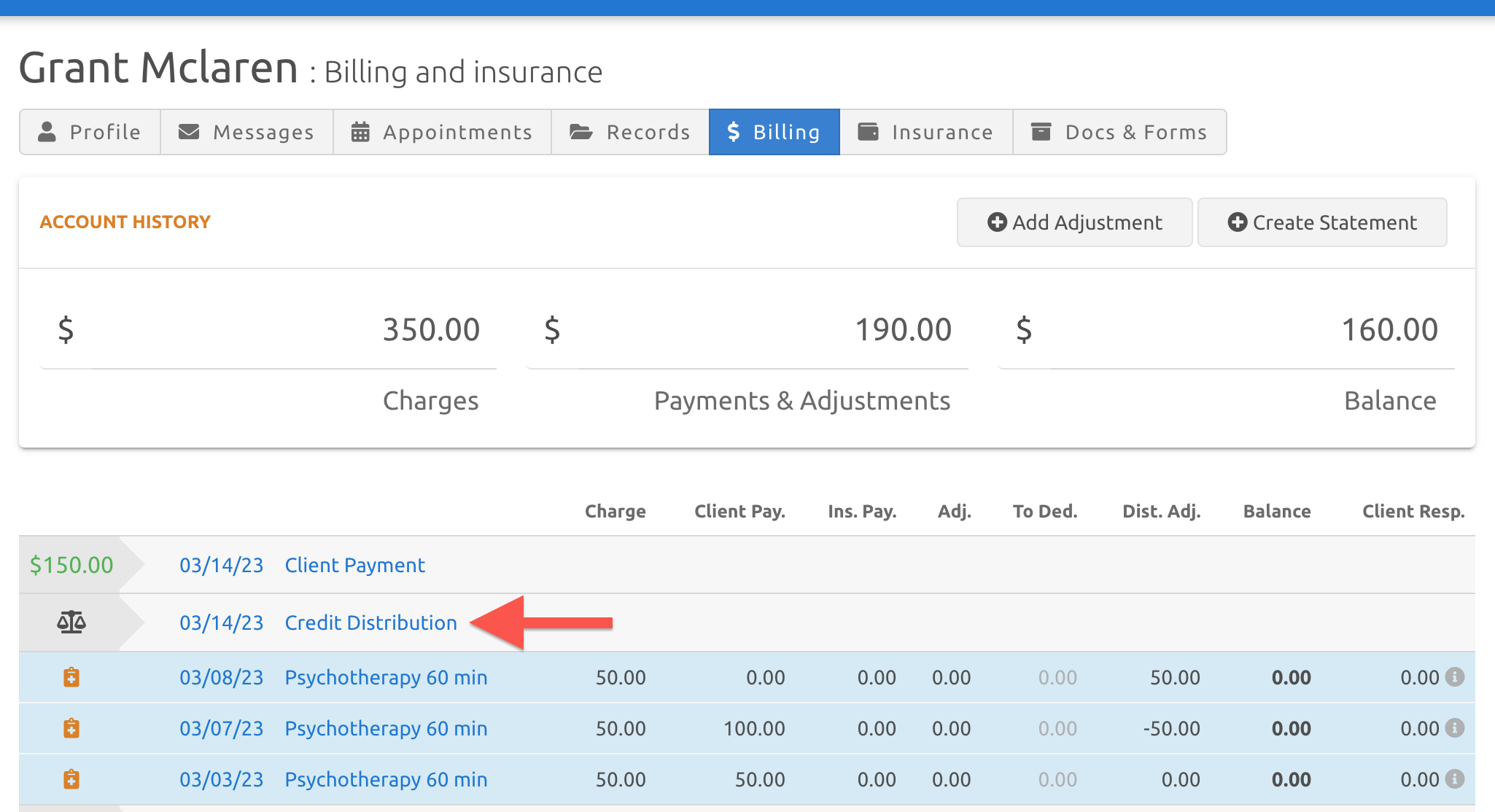 Applying a Client Credit - TherapyAppointment Support Center
