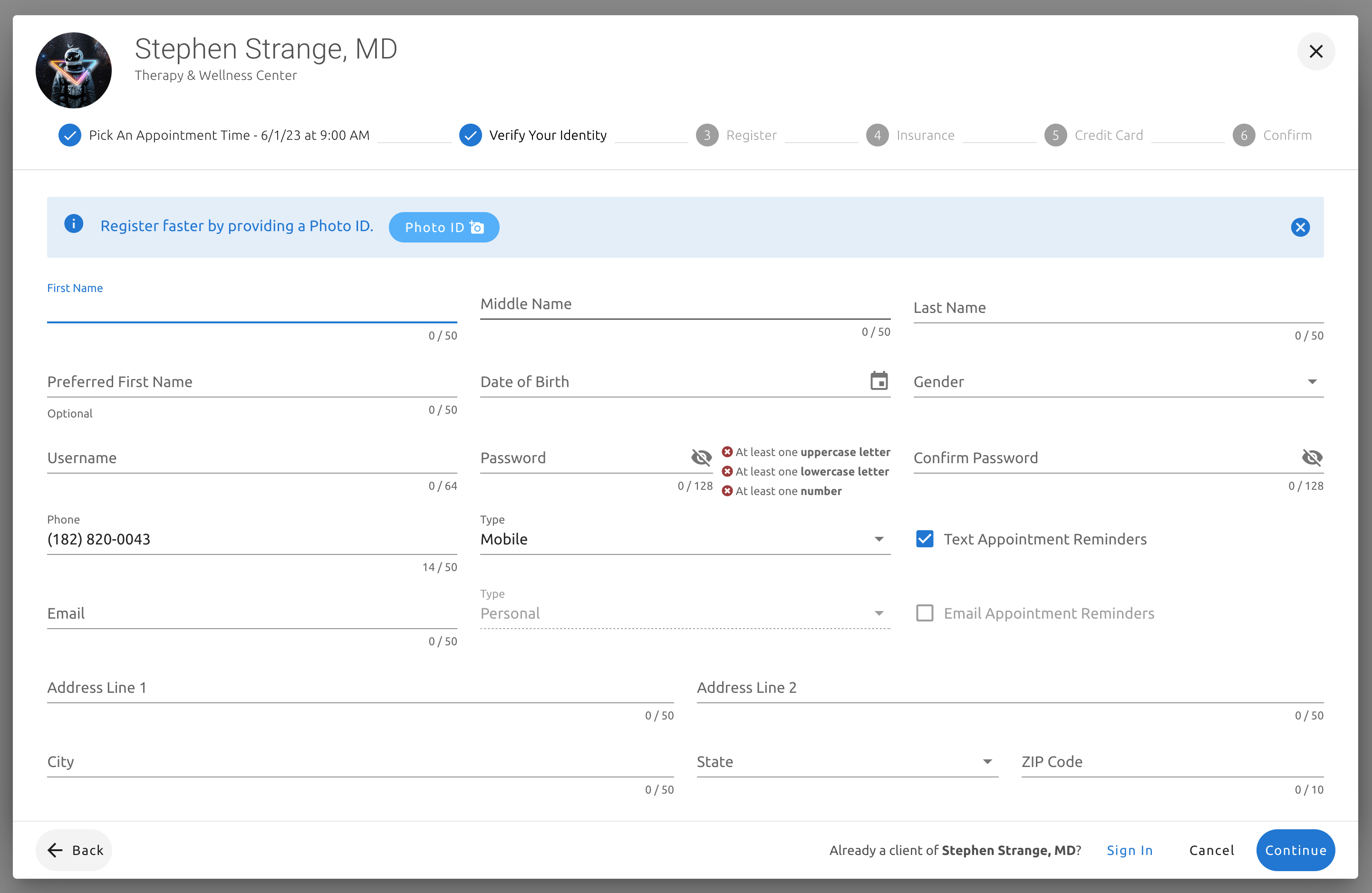 Client Registration Process - TherapyAppointment Support Center