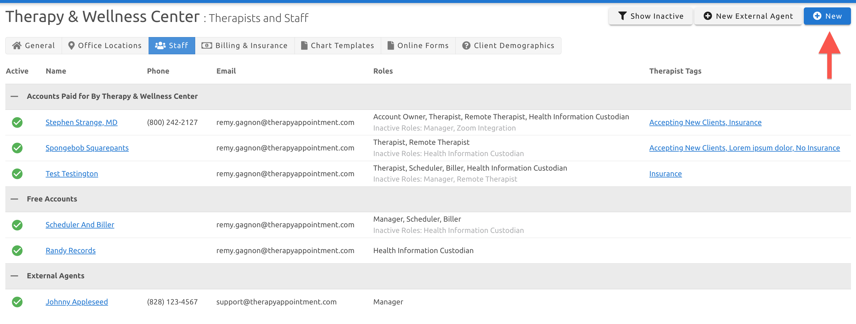 Adding and Managing Staff & Roles - TherapyAppointment Support Center