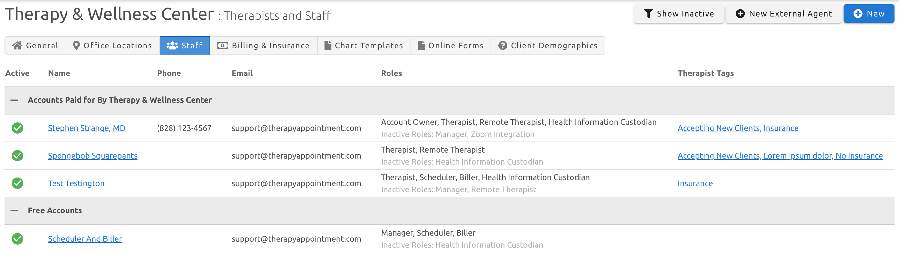 Adding and Managing Staff & Roles - TherapyAppointment Support Center