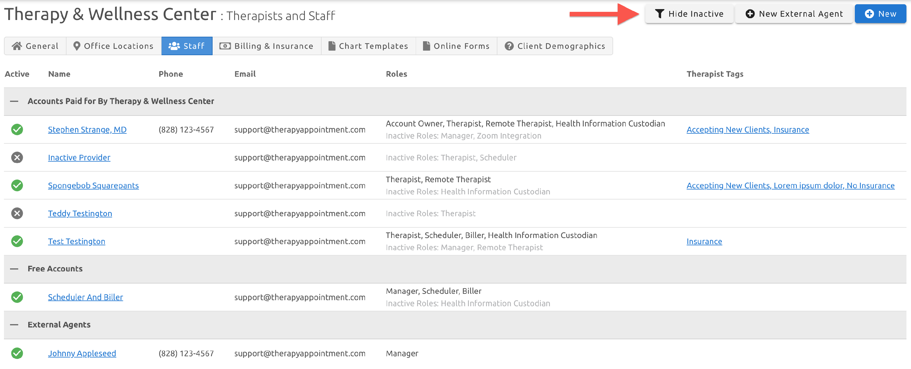 Adding and Managing Staff & Roles - TherapyAppointment Support Center