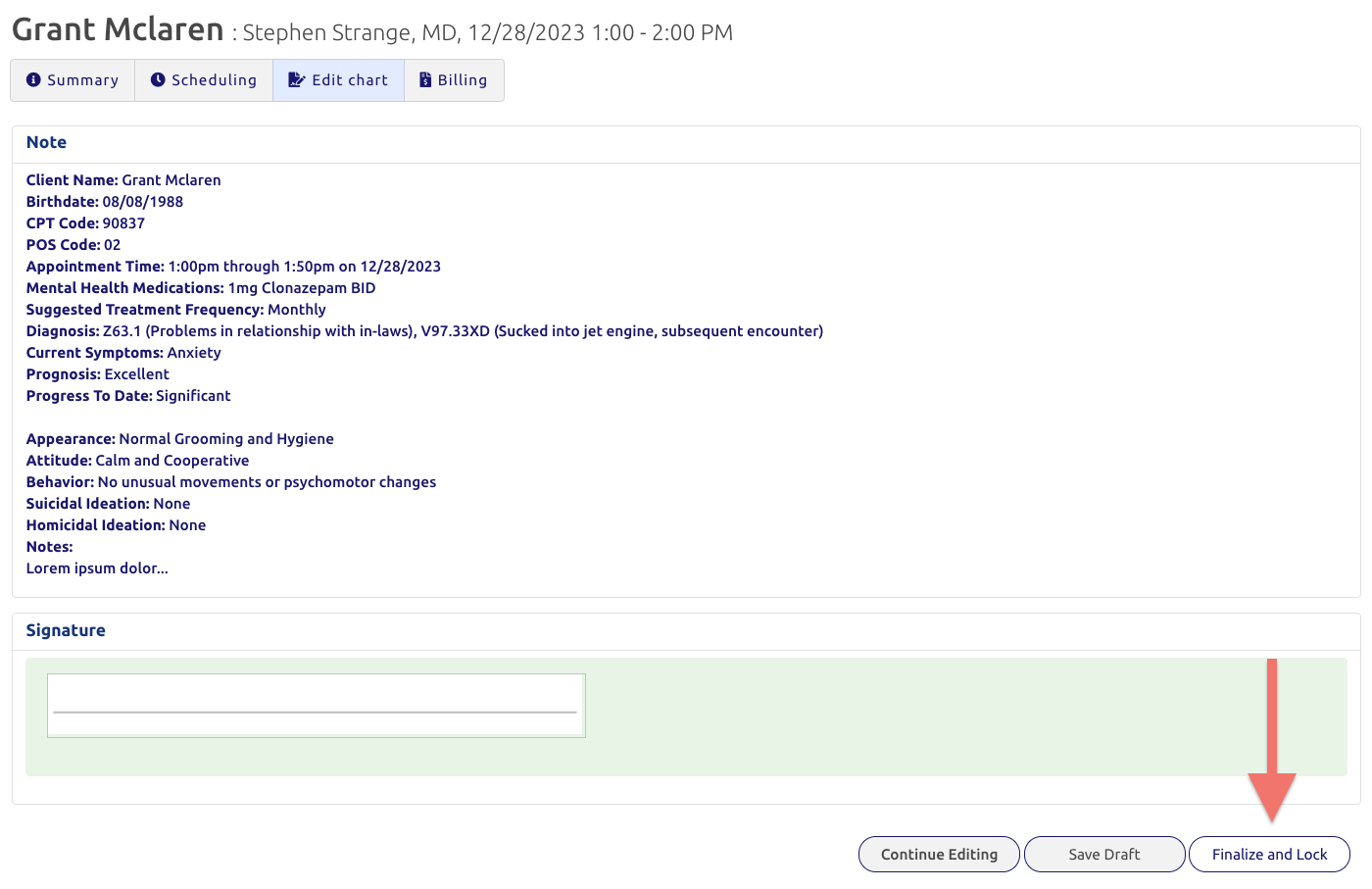 Charting: HIPAA Progress Note - TherapyAppointment Support Center