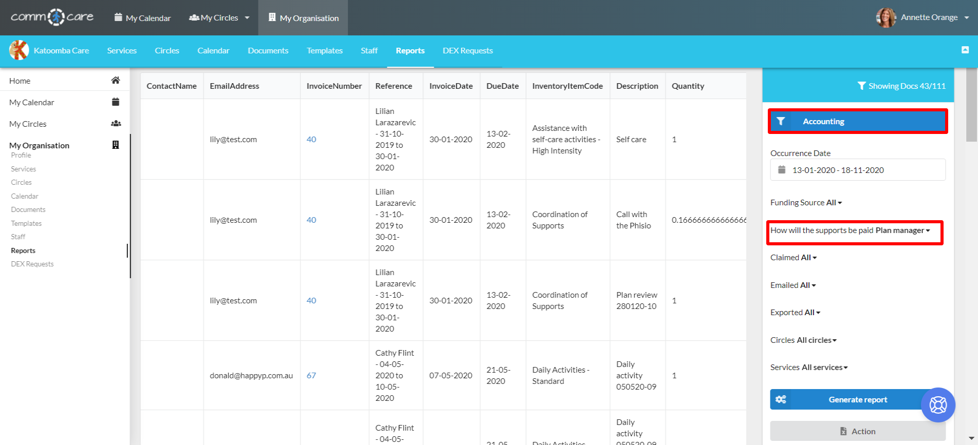 Exporting to Xero - Comm.care