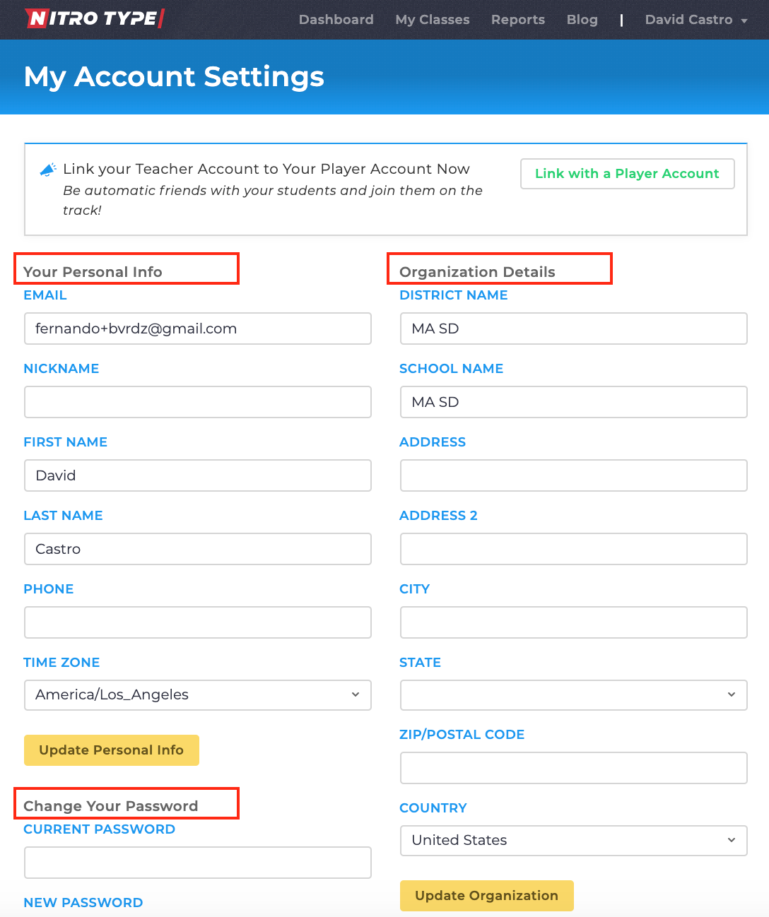 Manage Your Account (Teacher) - Nitro Type