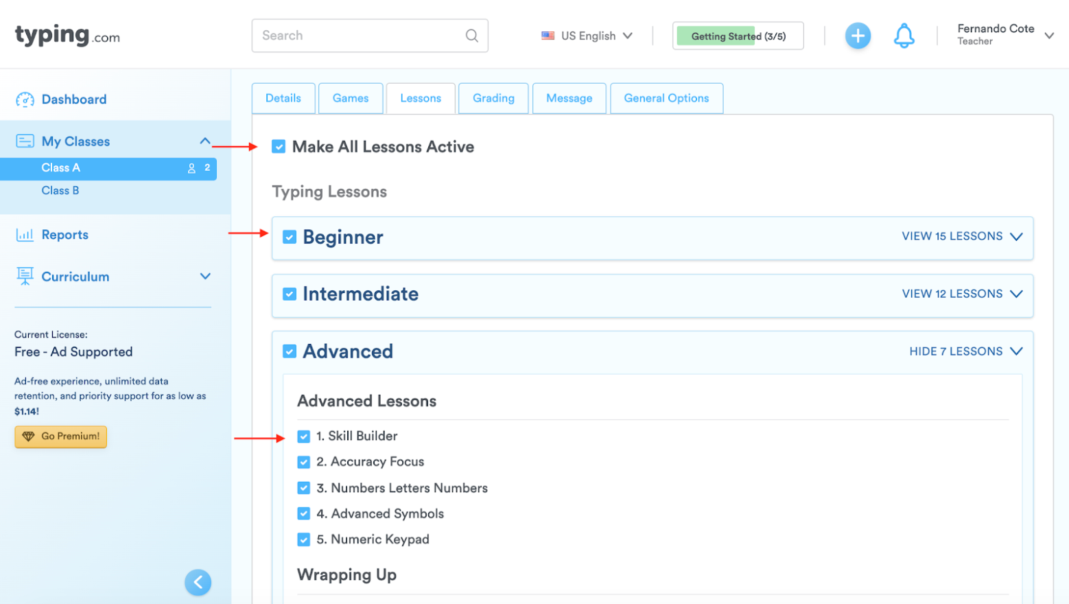 Hide Specific Content and Lessons (Teacher) - Typing.com
