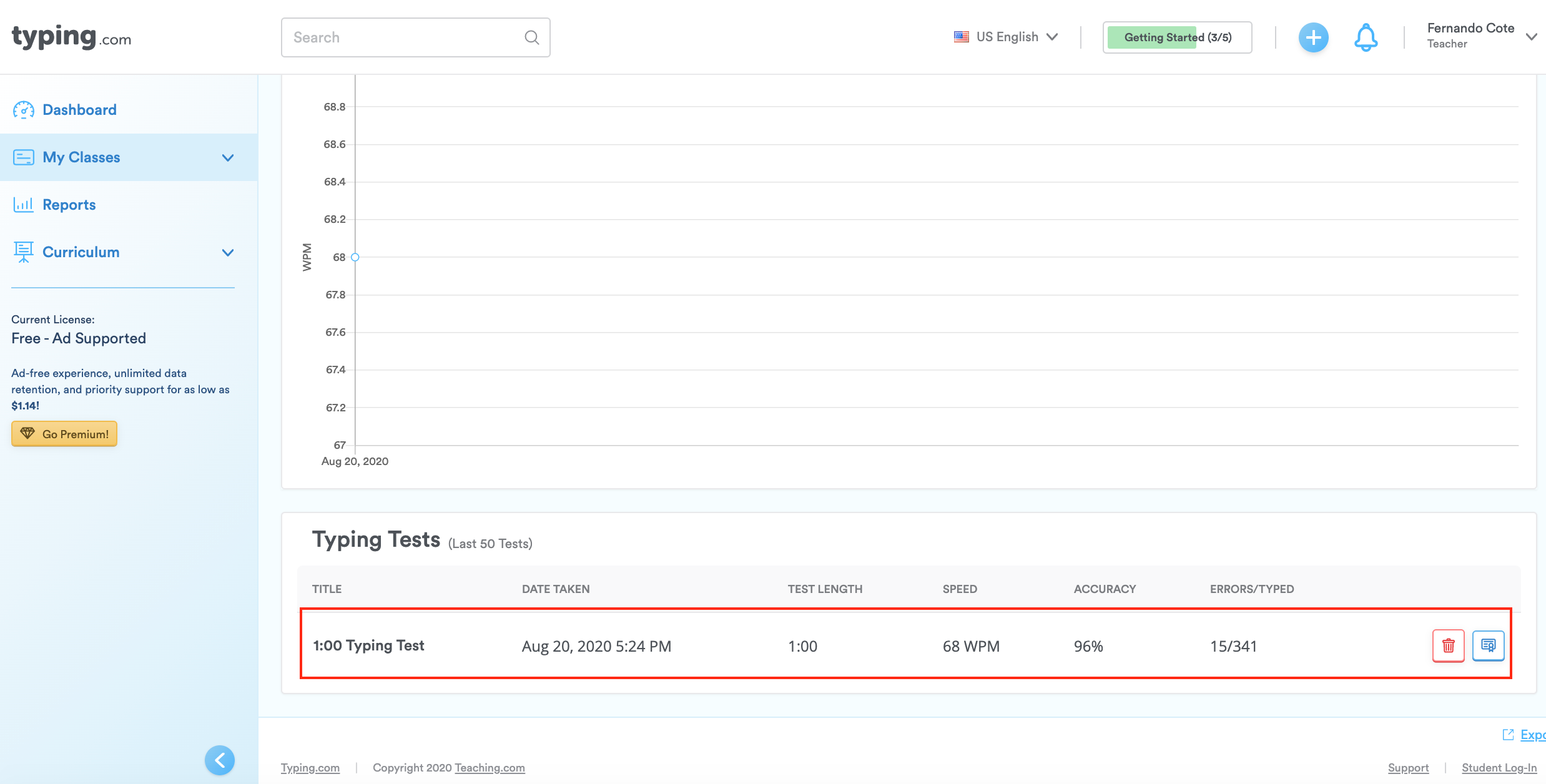 Print a Student's Test Certificate (Teacher) - Typing.com