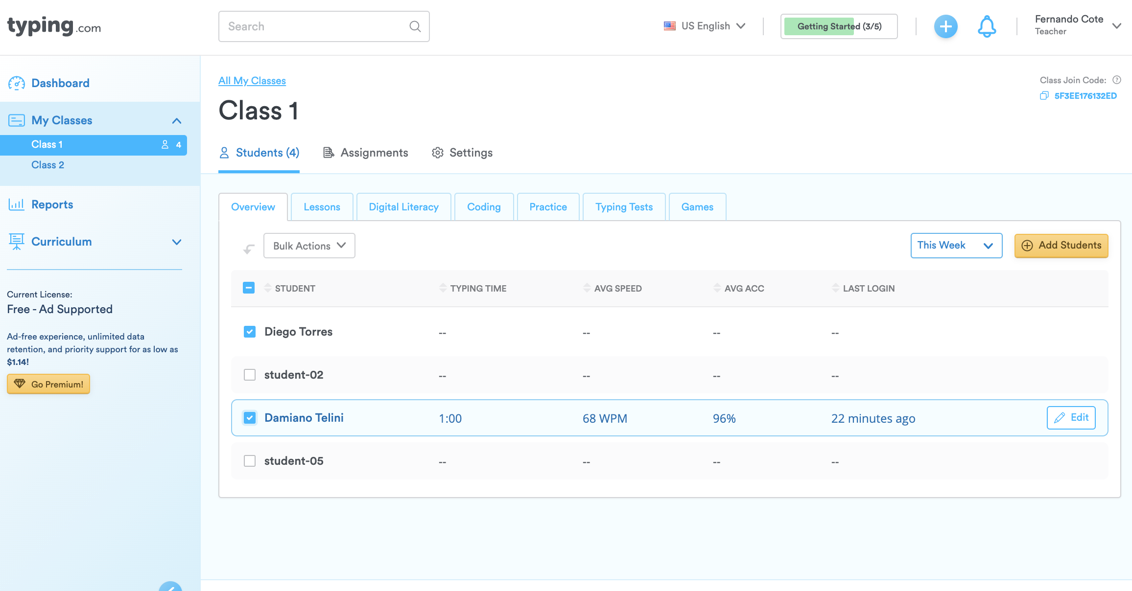 Print Login Cards (Teacher) - Typing.com