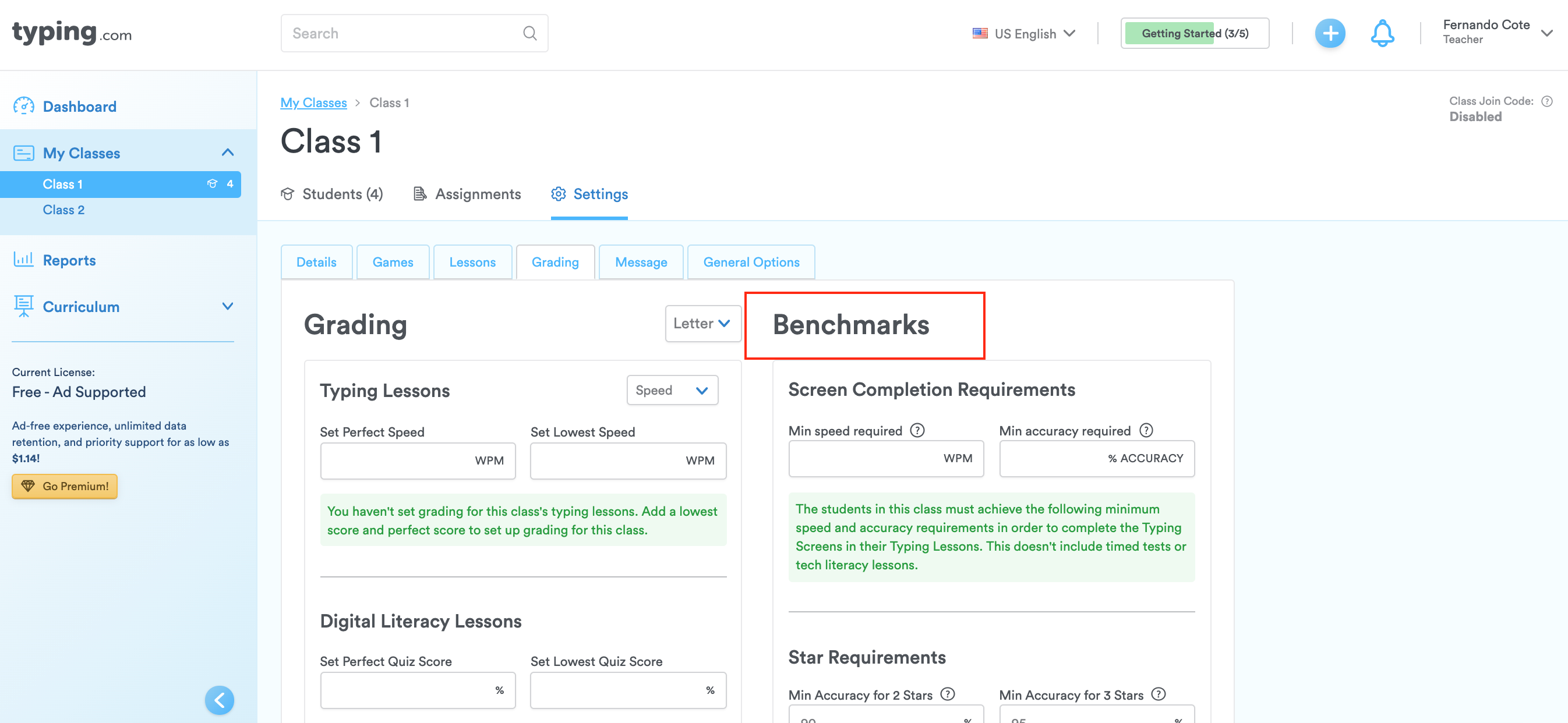 Can I Set/Change Typing Benchmarks? - Typing.com