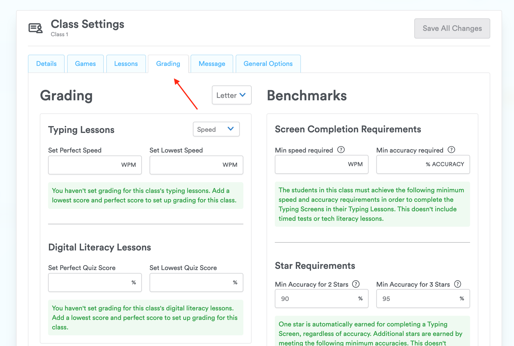 Can I Set/Change Typing Benchmarks? - Typing.com
