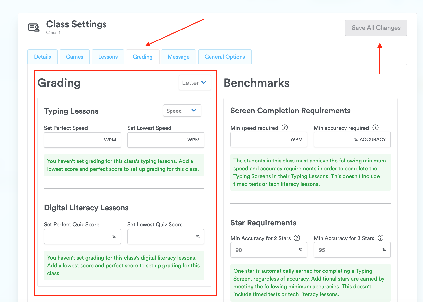 Set Grading for your Classes - Typing.com