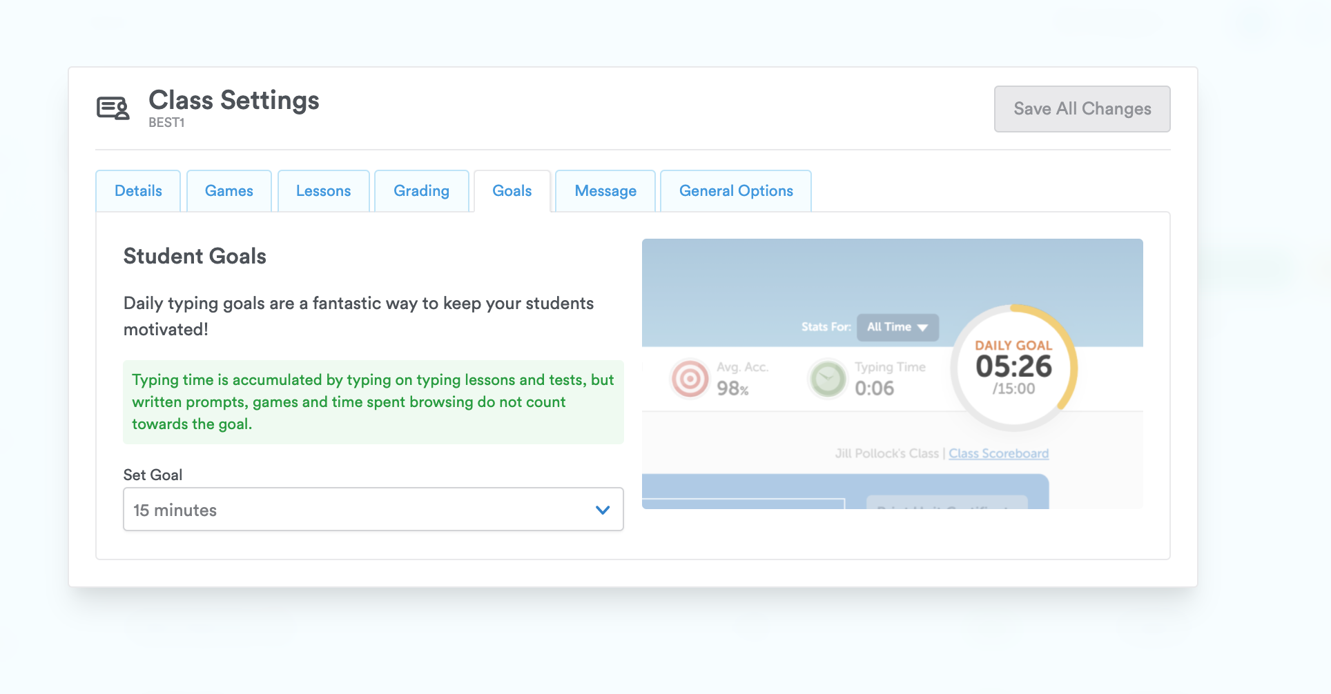 Set Daily Student Typing Goals - Typing.com
