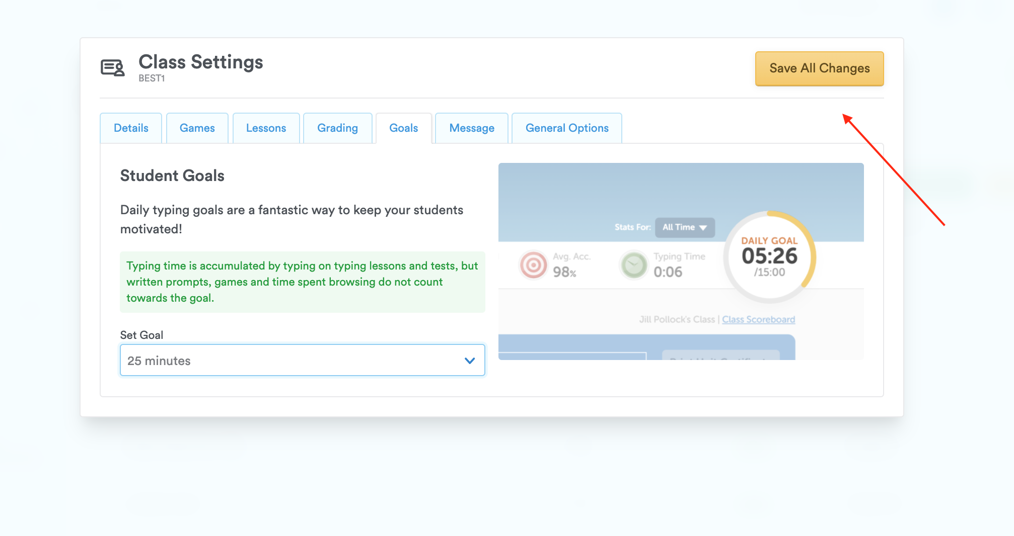 Set Daily Student Typing Goals - Typing.com