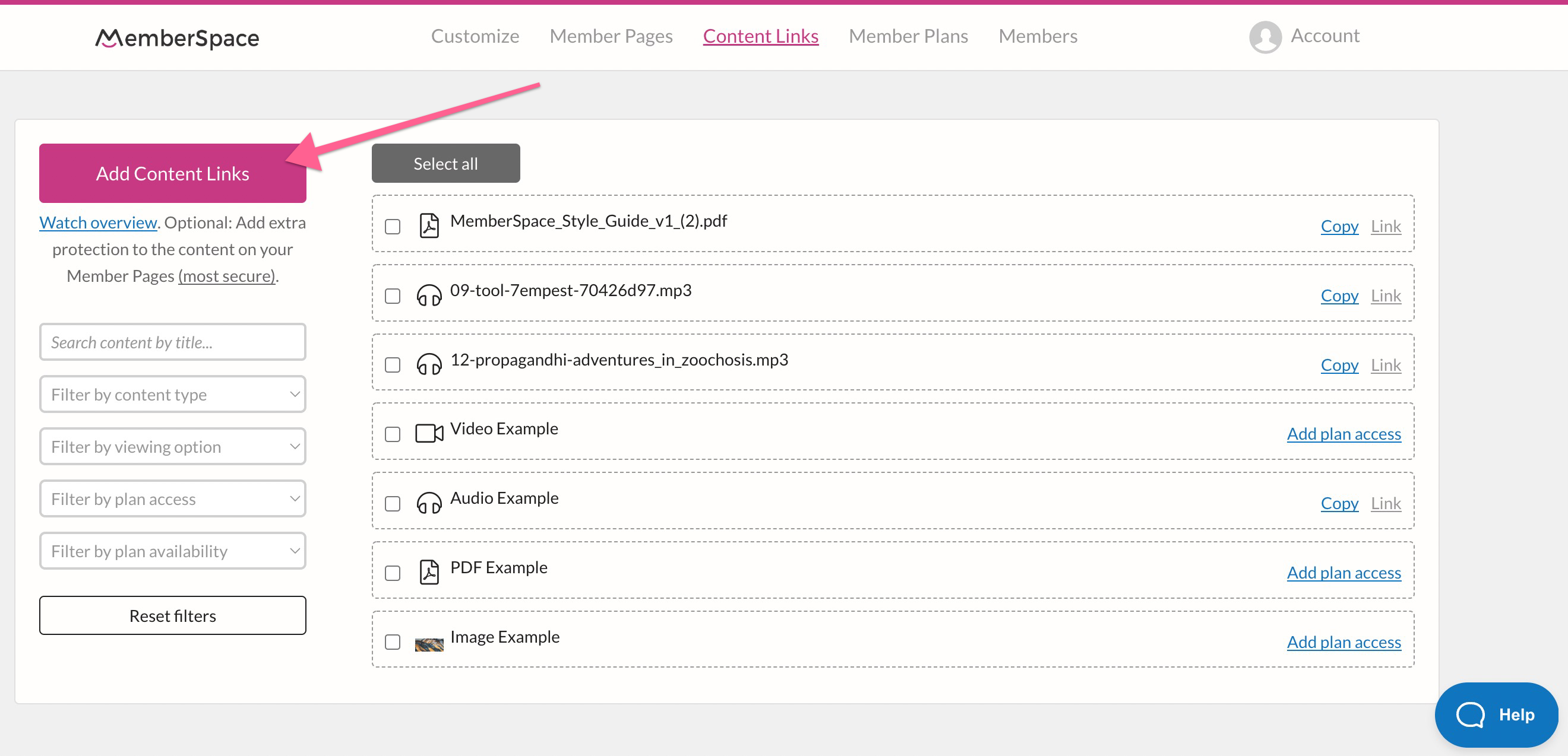 Adding Content Links - MemberSpace Help Docs
