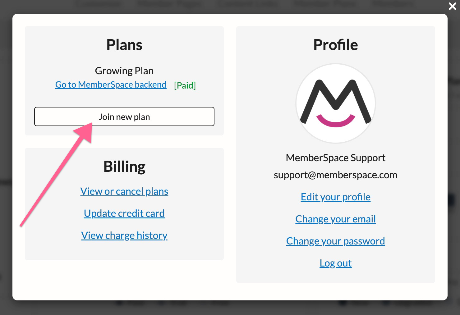 Changing your MemberSpace plan - MemberSpace Help Docs