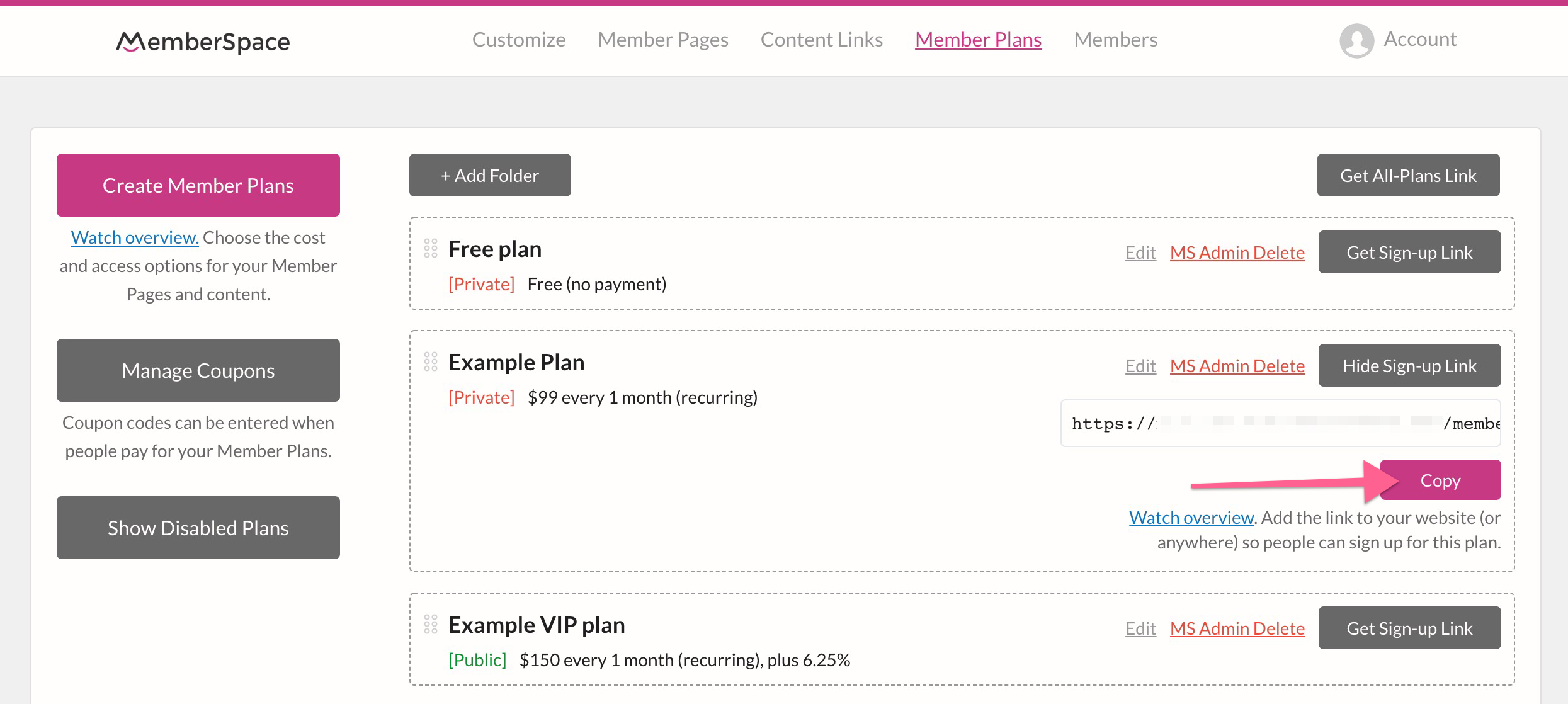 How to embed a Member Plan sign-up link on your website - MemberSpace ...