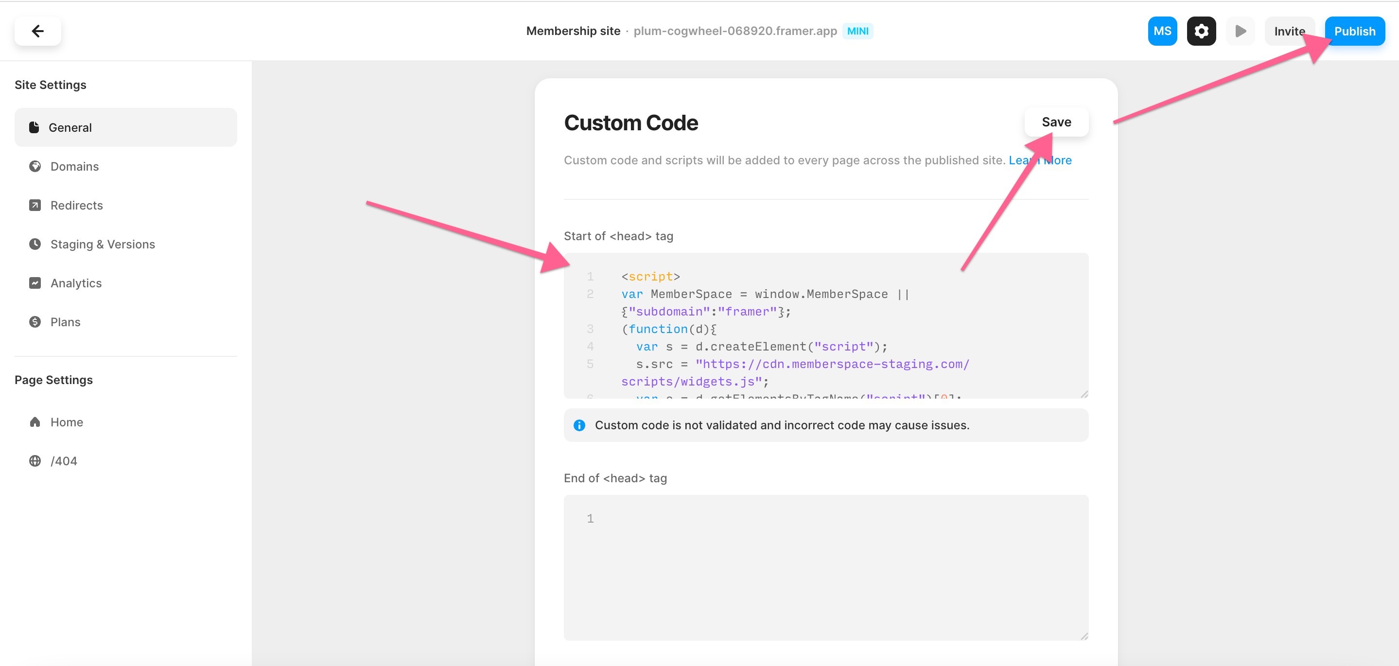 How to install MemberSpace on Framer - MemberSpace Help Docs