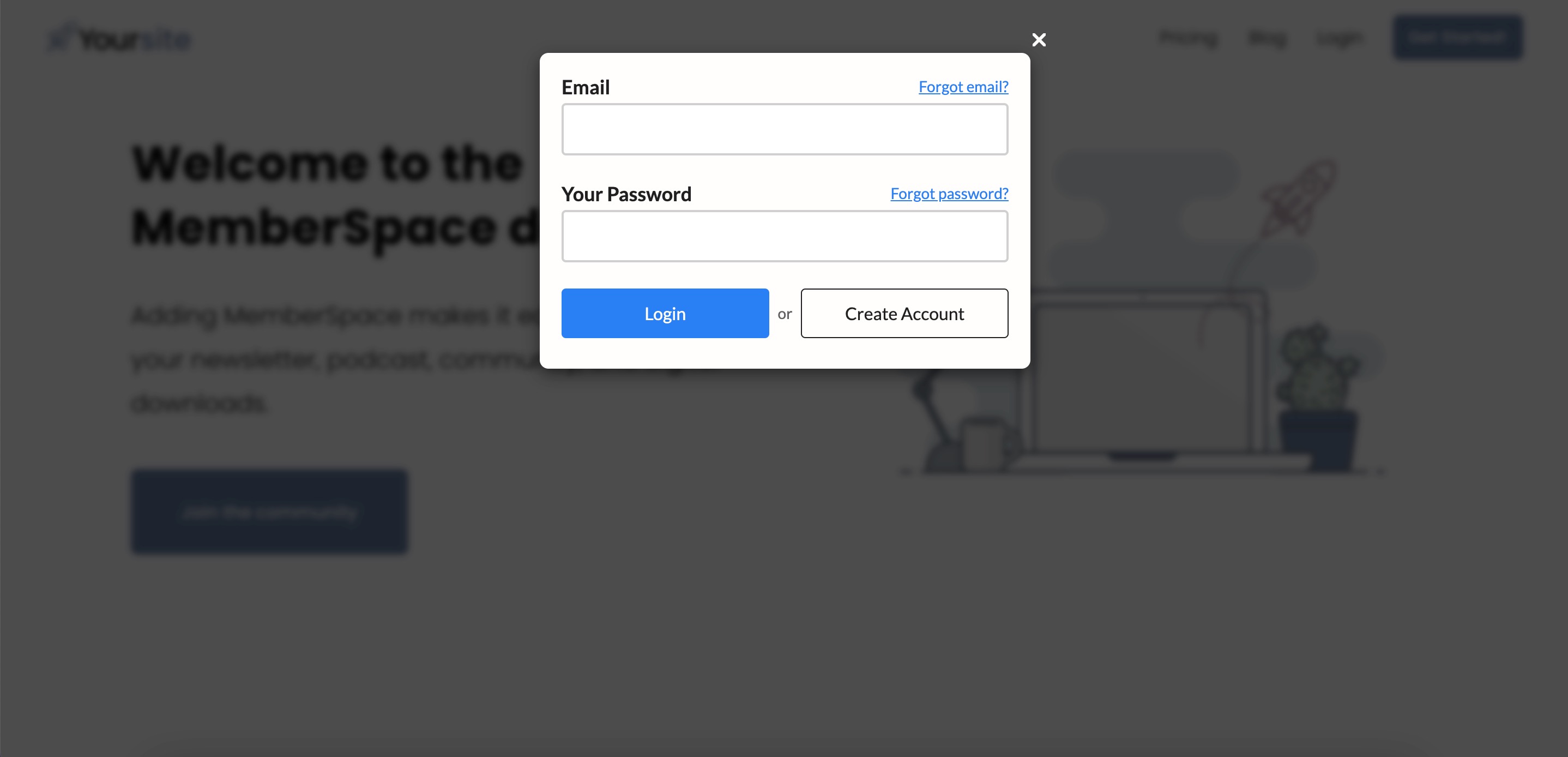 Member signup and login link options - MemberSpace Help Docs