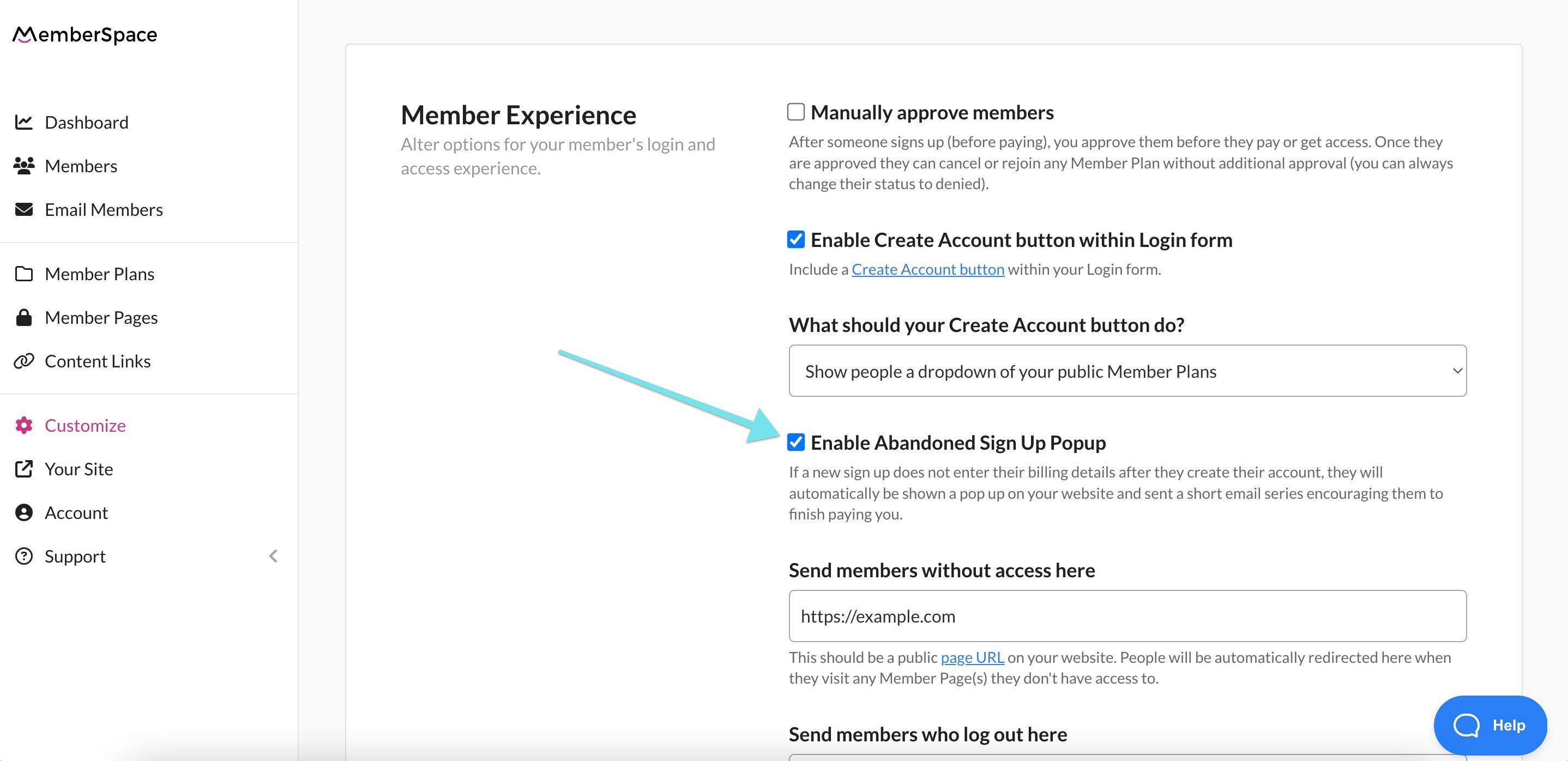 Recovering abandoned signups - MemberSpace Help Docs