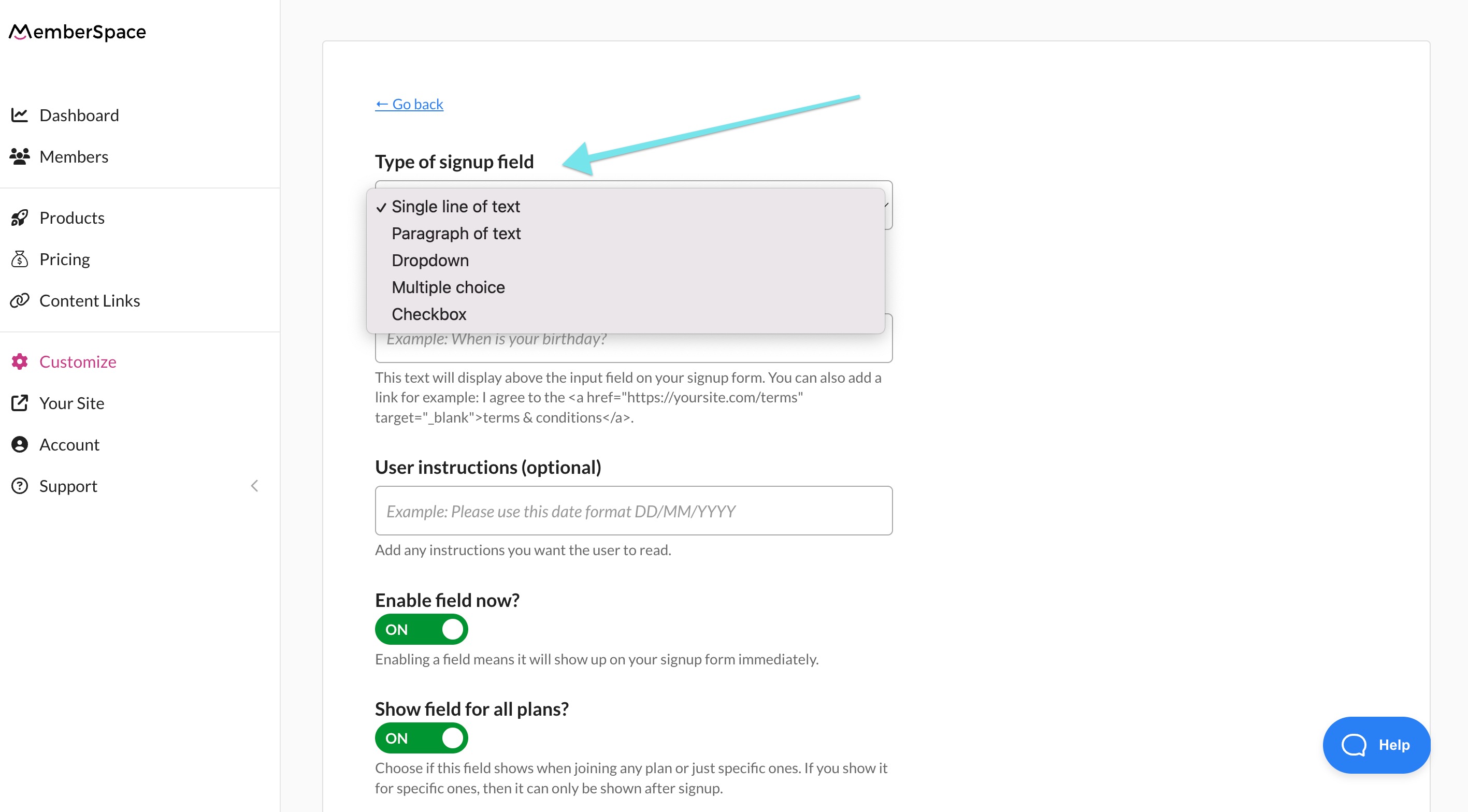 How to create custom signup fields - MemberSpace Help Docs