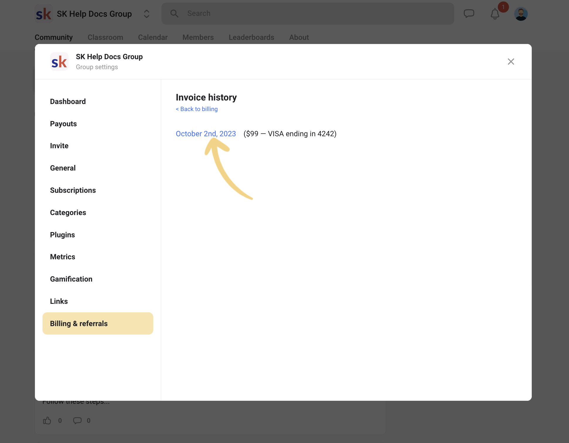 How to view my invoice history? - Skool Help Center