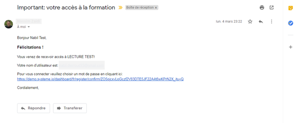 Peut-on modifier l'email automatique qui donne accès à une formation ...