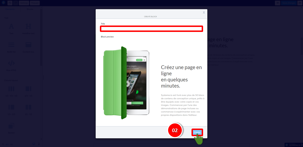 How to save blocks in the editor - Help pages