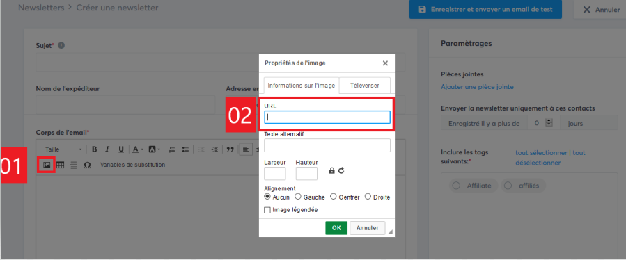 Comment intégrer une image dans le corps de l'email - Aide en français