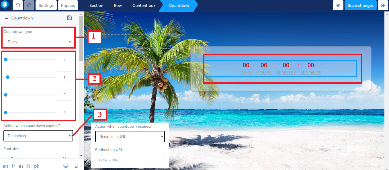 How to use the delay countdown - Help pages