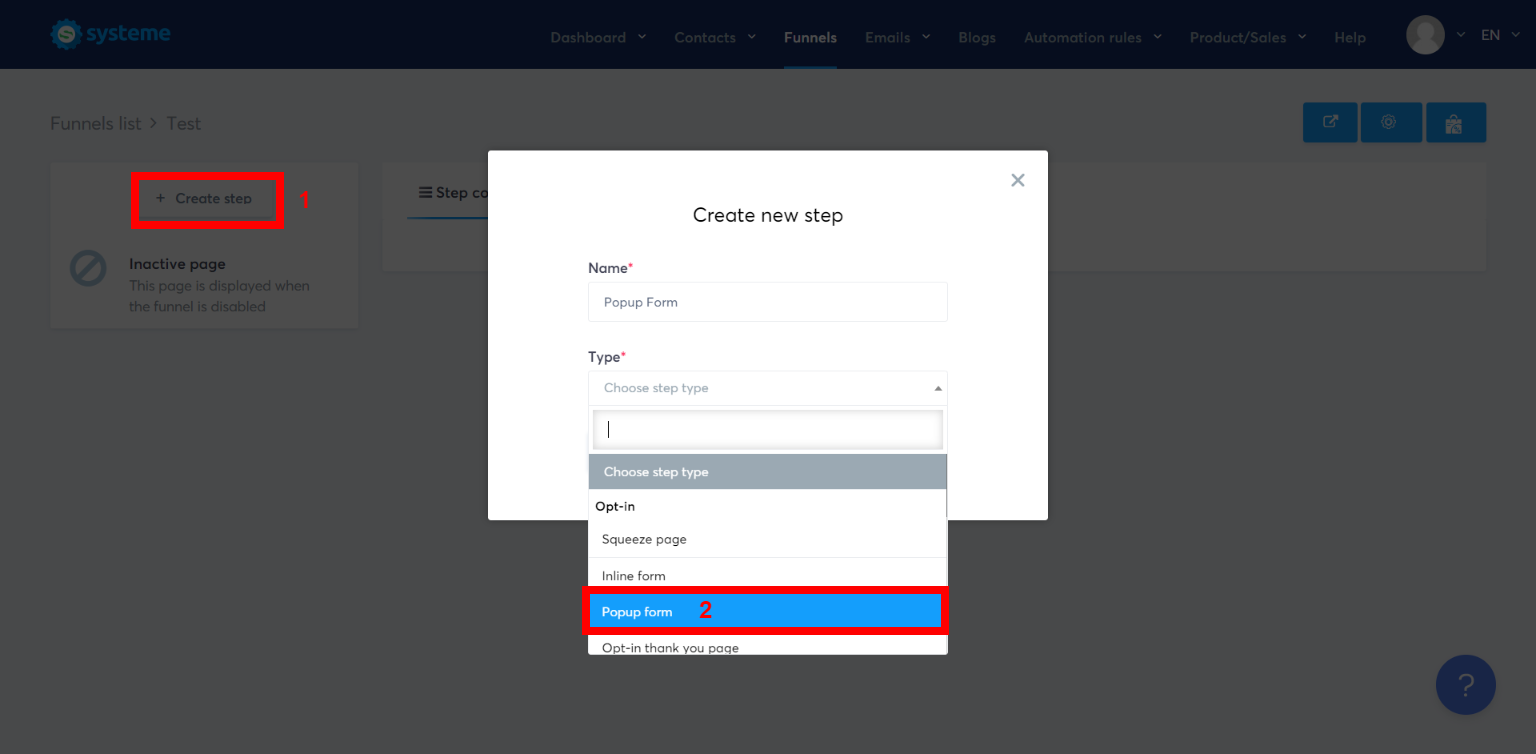 How to add a form or a popup on your systeme.io blog - Help pages
