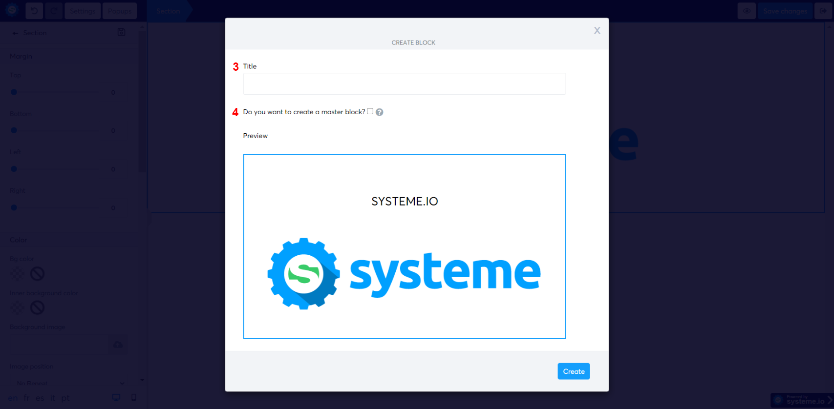 How to create a master block - Help pages