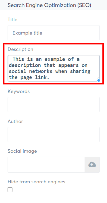 What is the "Search Engine Optimisation (SEO)" part for? - Help pages