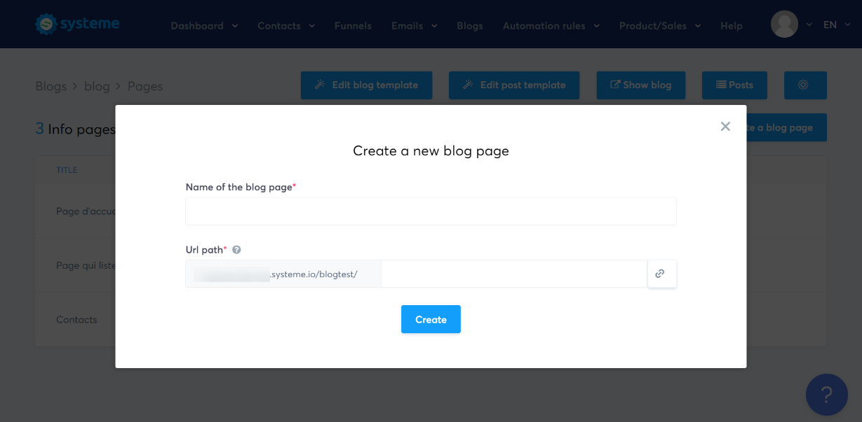 How to create a blog page - Help pages