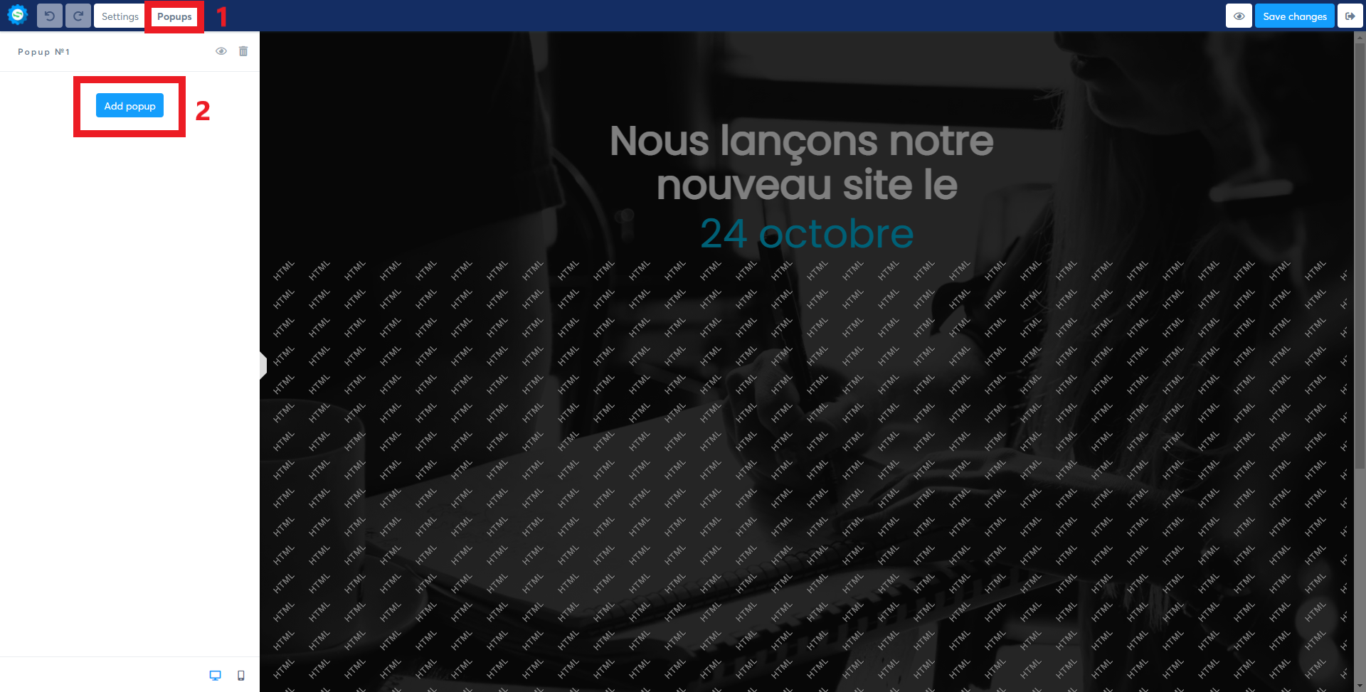 How to create a popup on a page - Help pages
