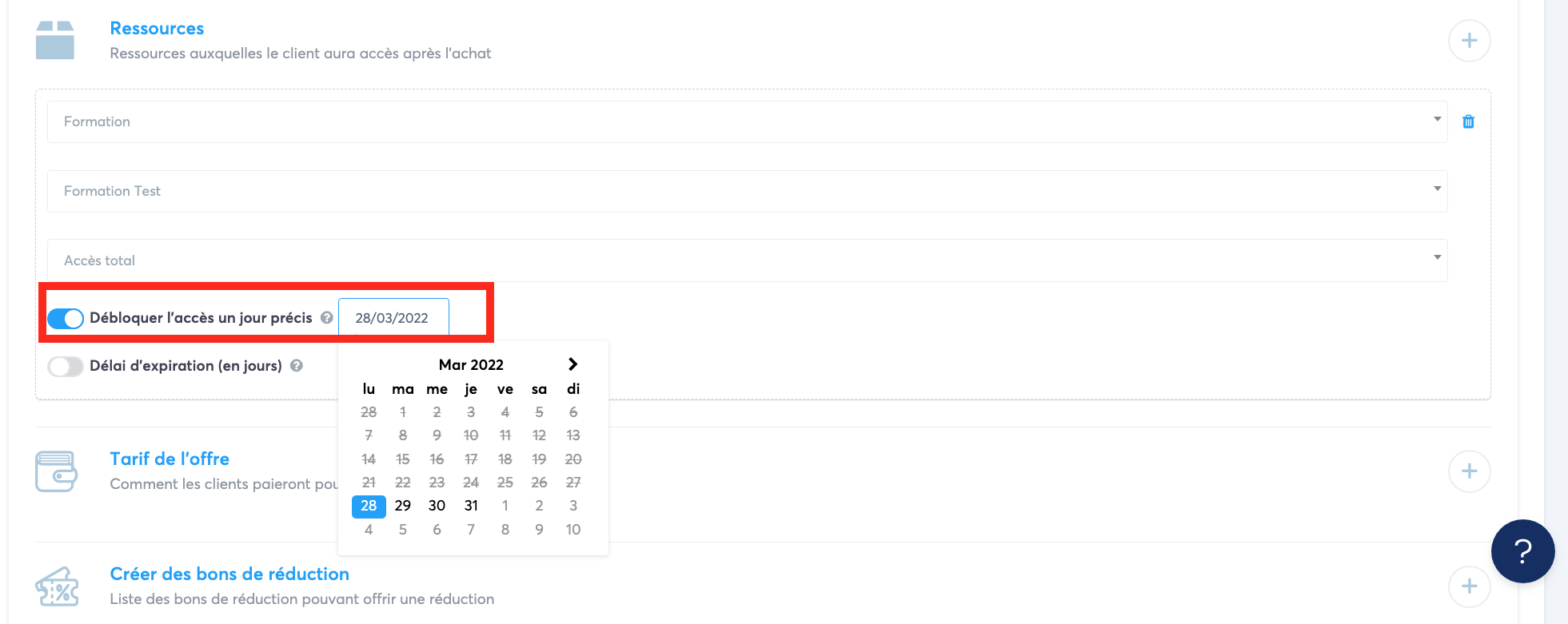 Comment fixer une date spécifique pour accorder l'accès à une formation ...
