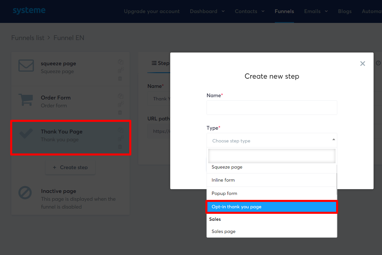 How to create a thank you page - Help pages