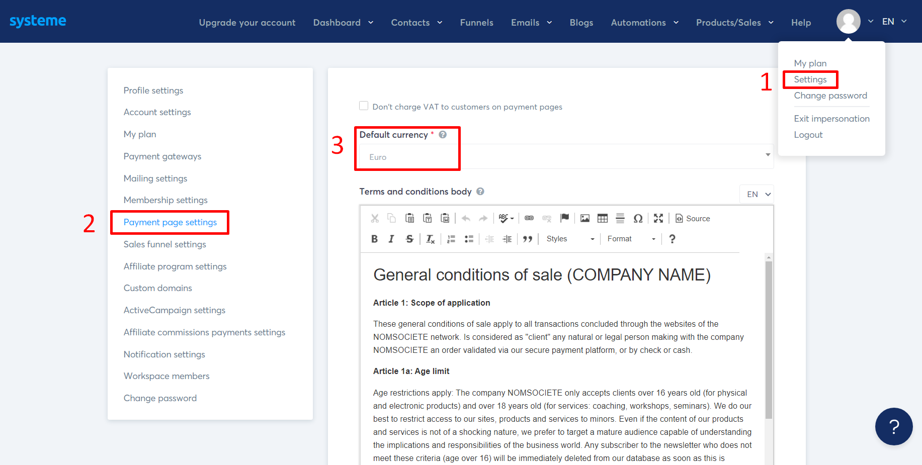 How To Change The Currency Help Pages