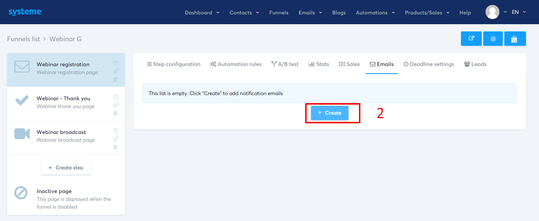 How to configure the sending of webinar emails - Help pages